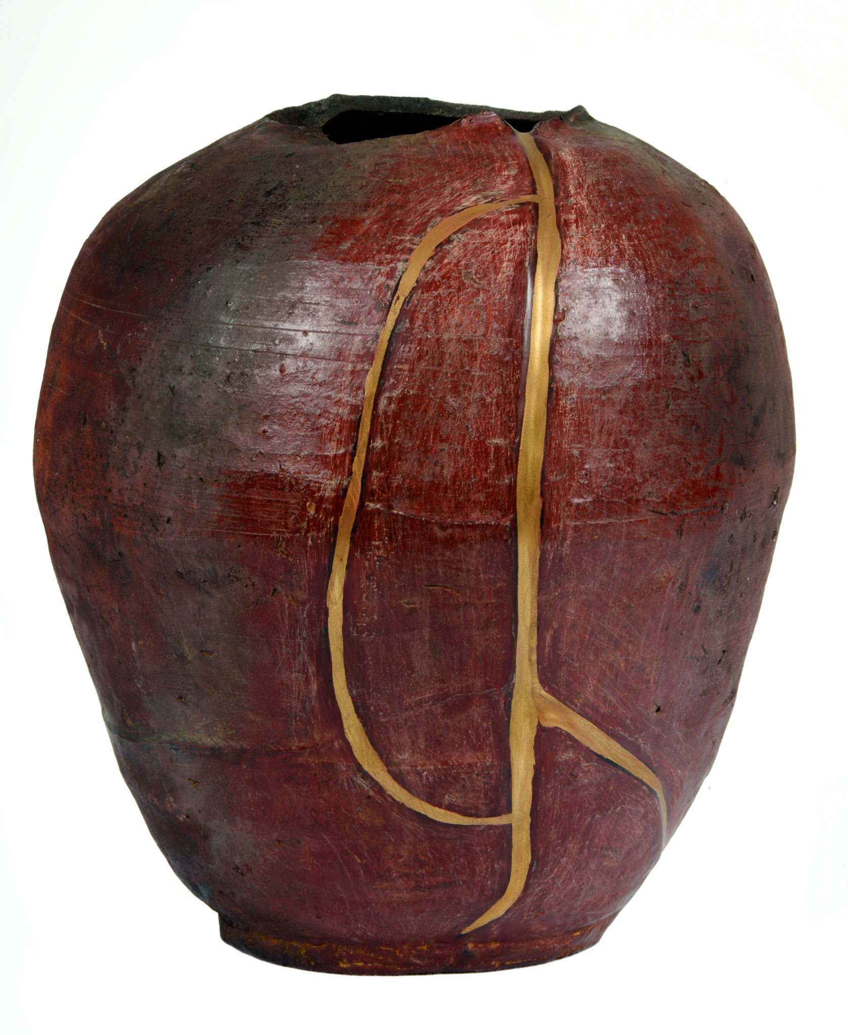 2022-005 Kintsugi Flower Vase Old Shigaraki (M) - Kintsugi Showzi